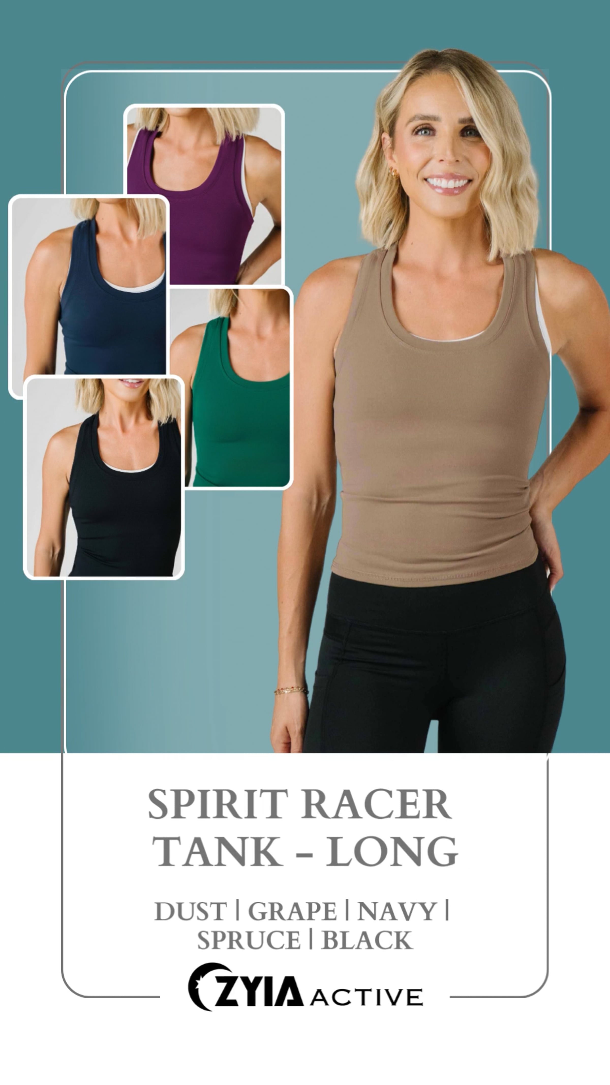 Spirit Racer Tank - Long | Dust #2811 | Grape #2812 | Navy #2813 ...