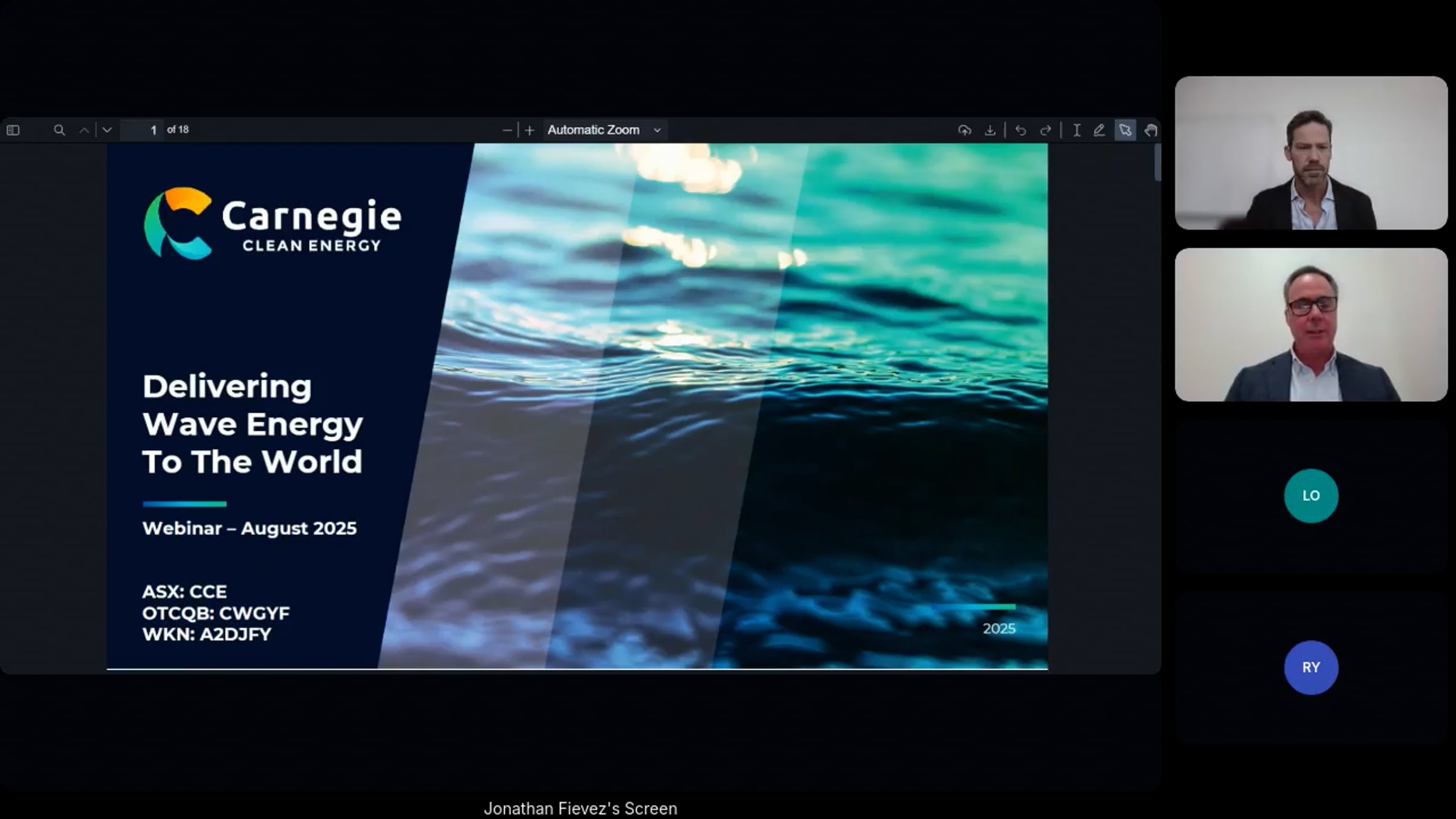 Carnegie Clean Energy Investor Webinar 2025