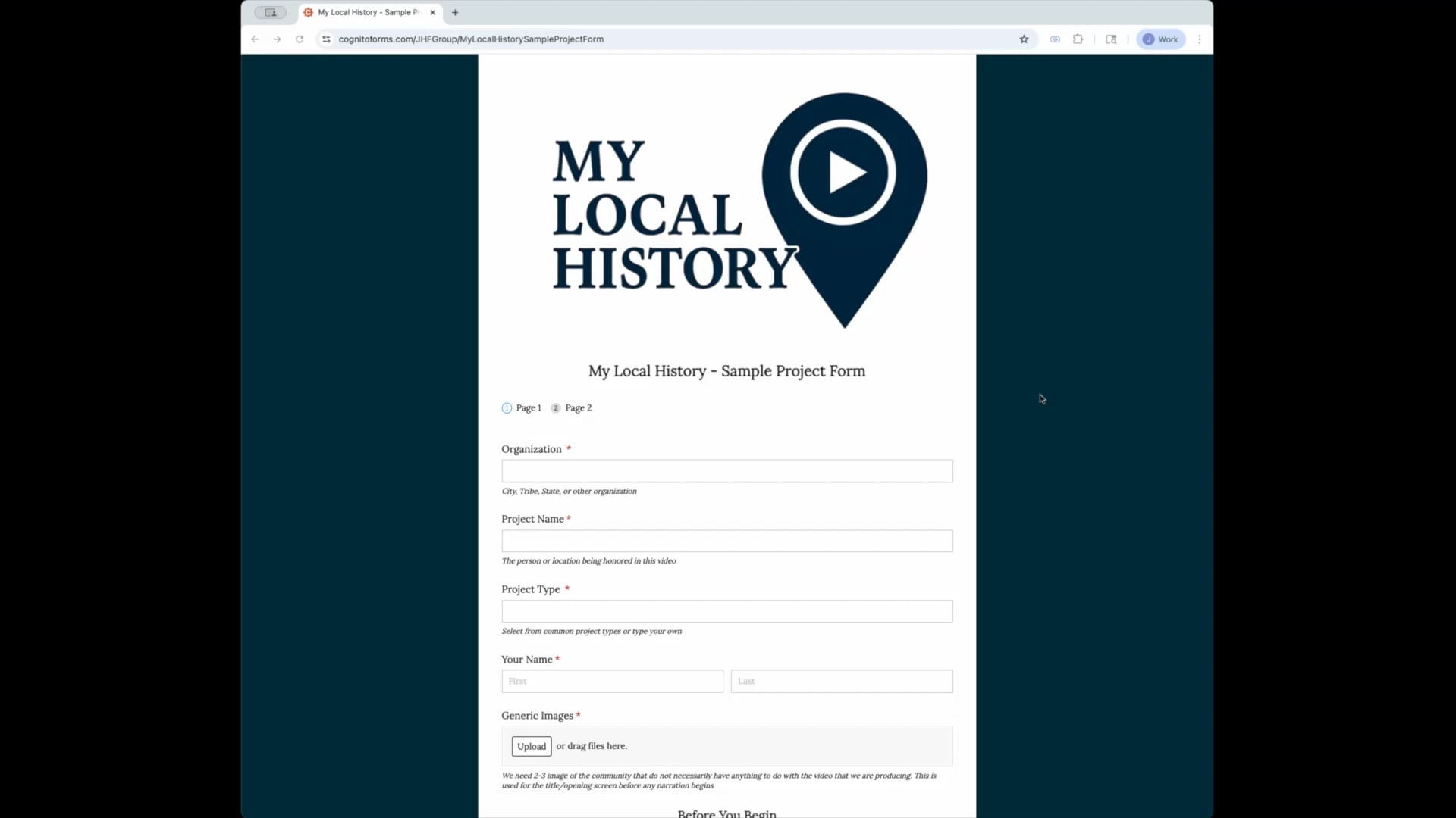 My Local History - Sample Submission Overview