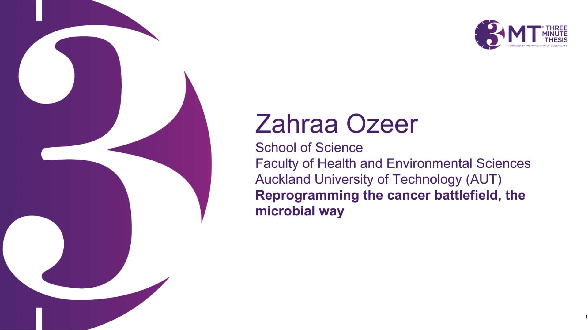 3MT Asia-Pacific Zahraa Ozeer AUT | Videos & Movies on Vimeo