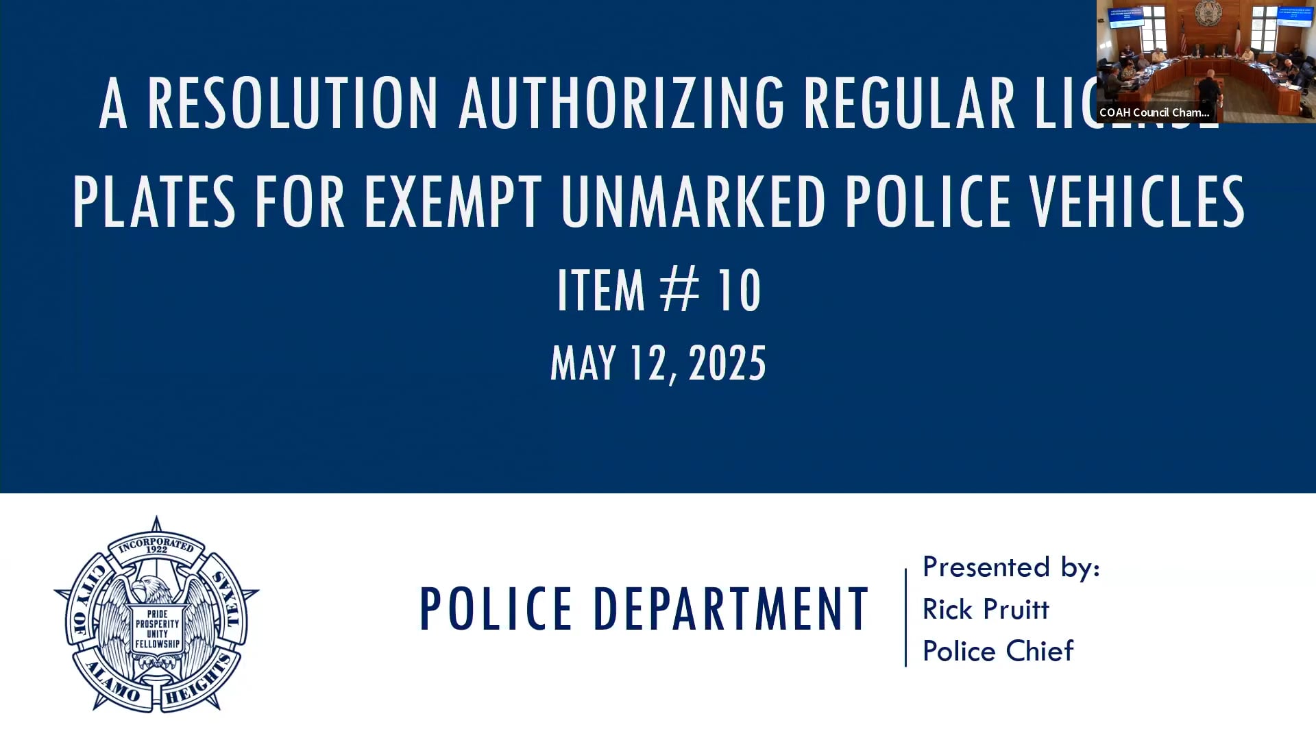 05.12.2025 Item # 10 Registration of Exempt Police Vehicles