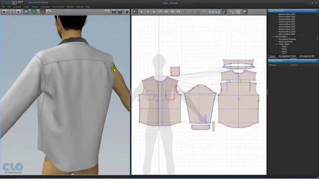 3D Clothing - Making Man's Shirt with DXF File 3. Sewing Tucks of Back ...