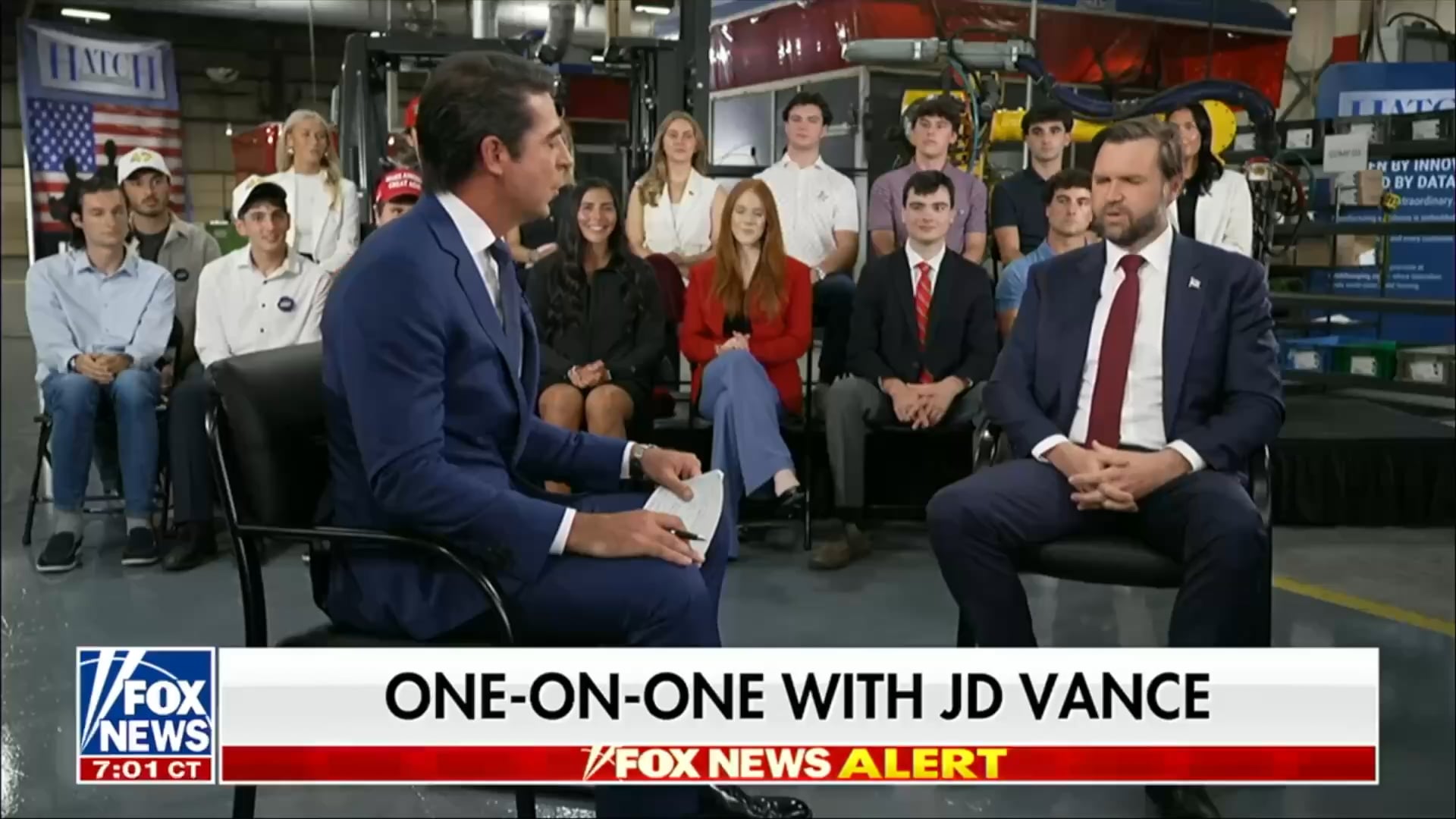 Interview: Jesse Watters Interviews JD Vance in Howell, Michigan ...