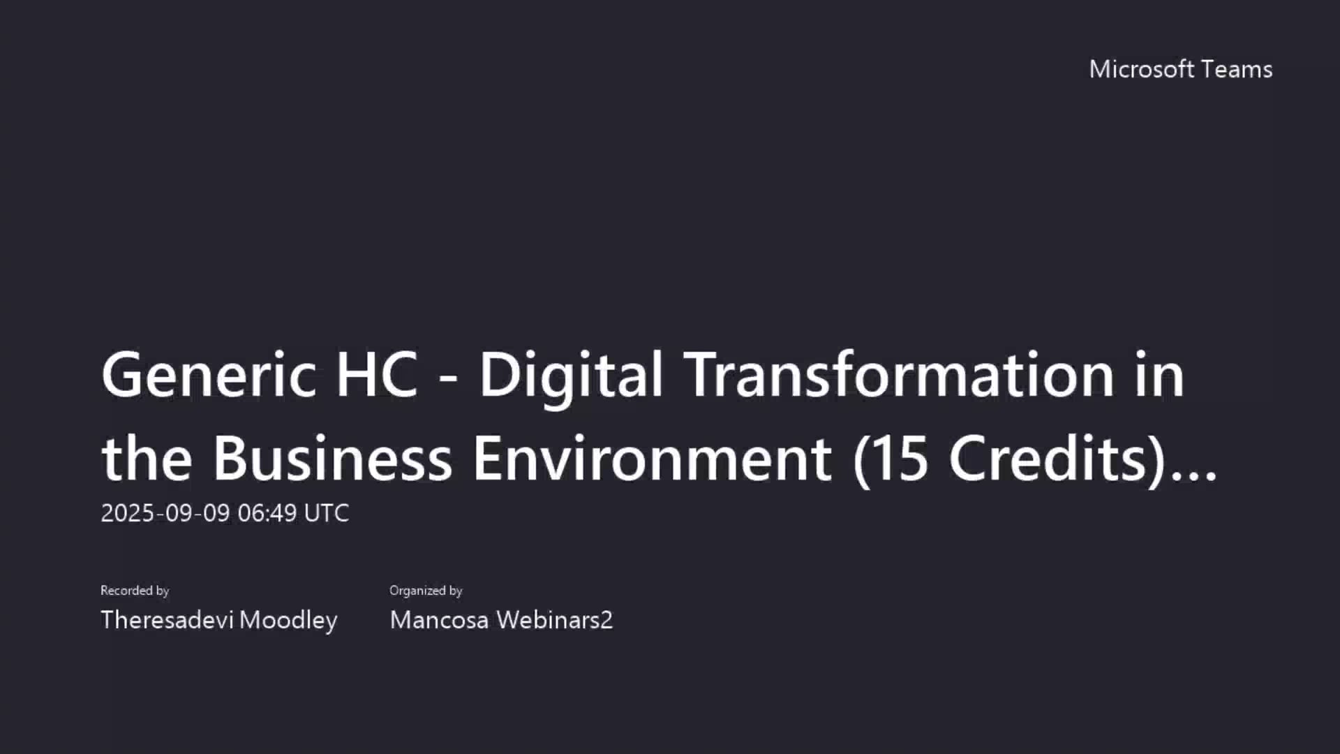 Generic HC - Digital Transformation in the Business Environment (15 ...