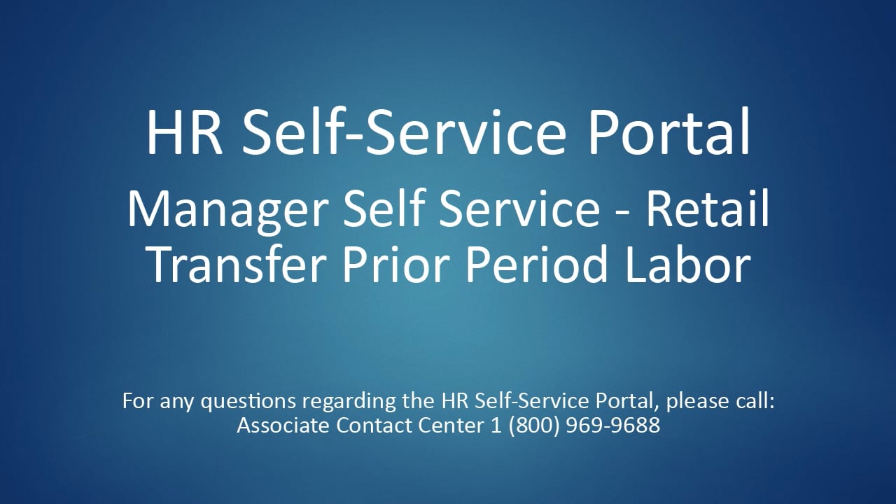 HR Self-Service Portal: MSS Transfer Prior Period Labor