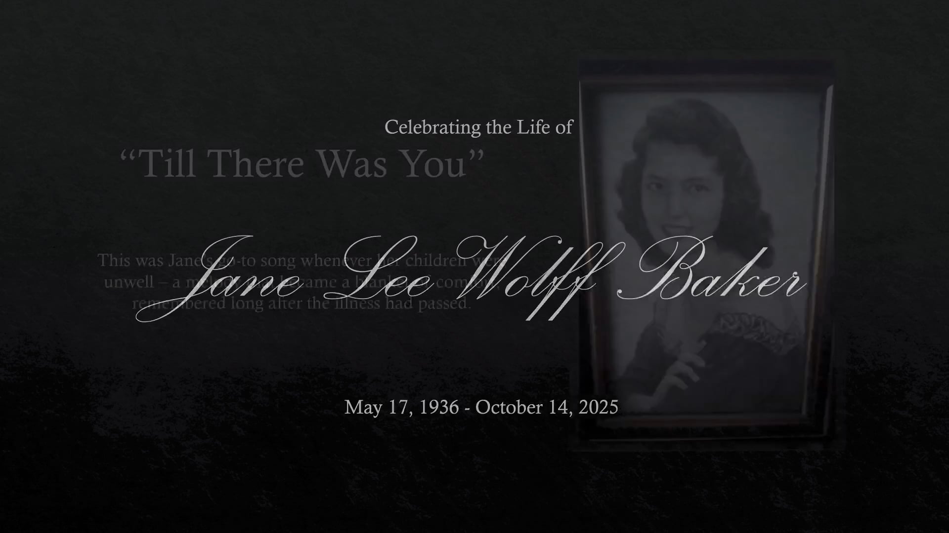 Jane Wolff Baker Celebration of Life