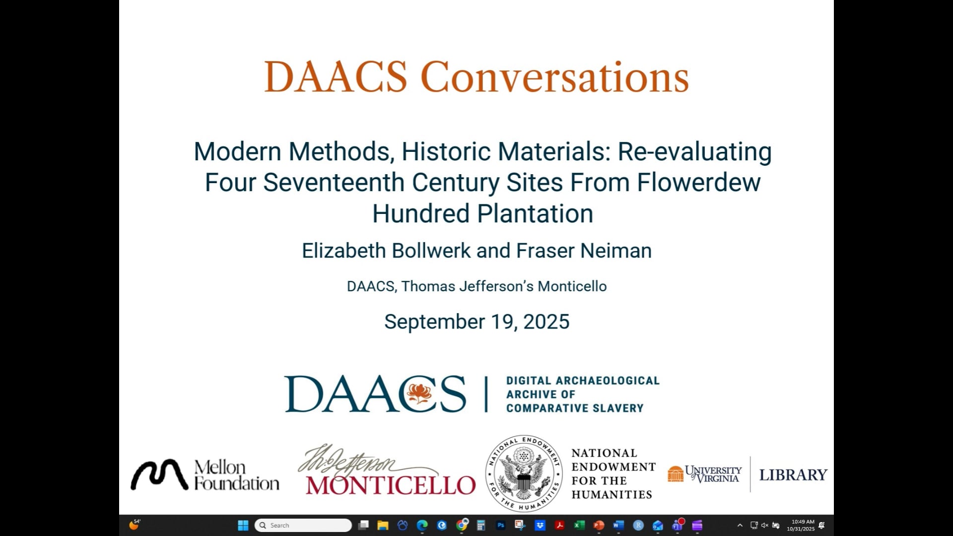 Beth Bollwerk and Fraser Neiman DAACS Conversation
