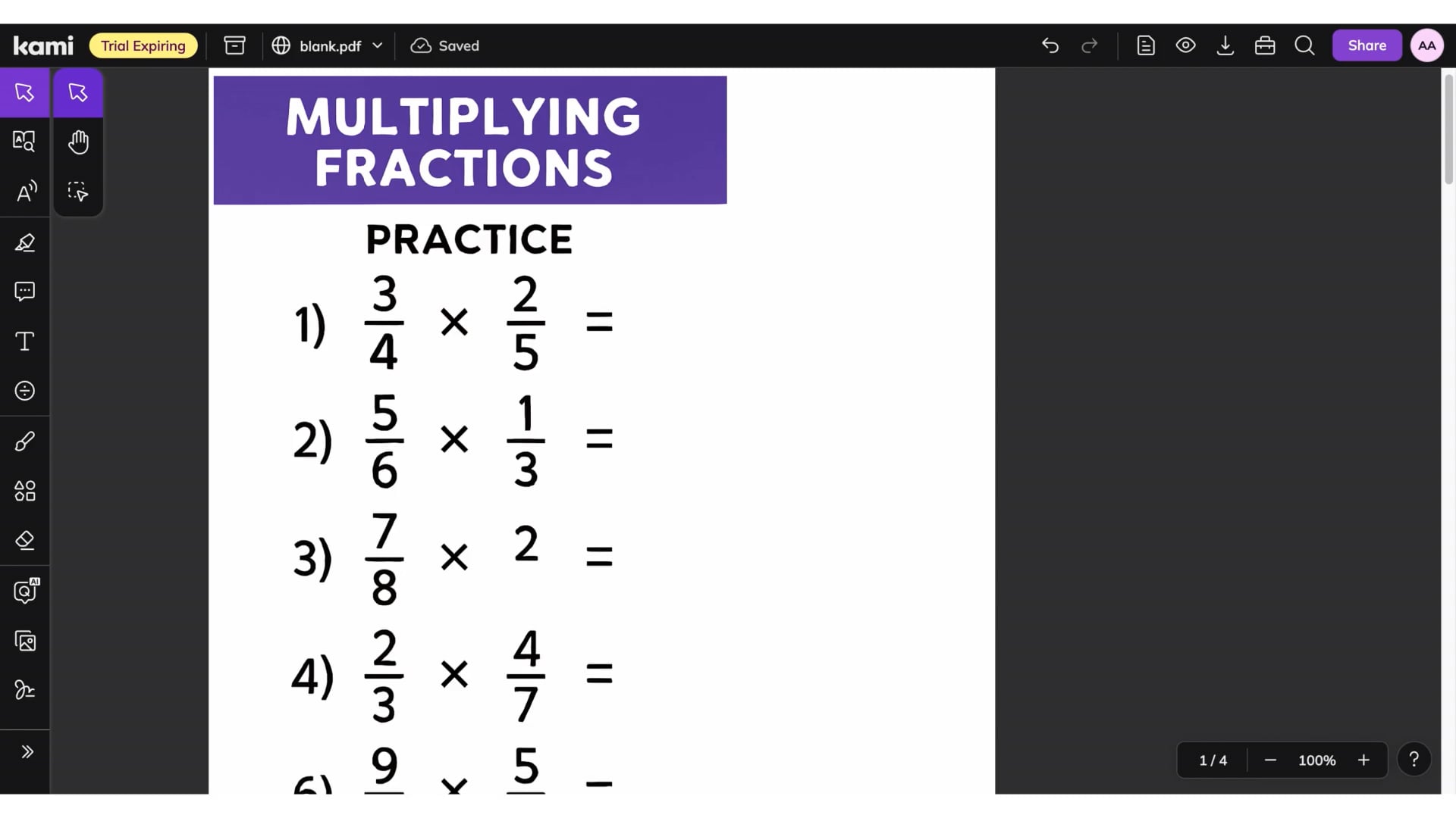 Multiplying and Dividing Fractions