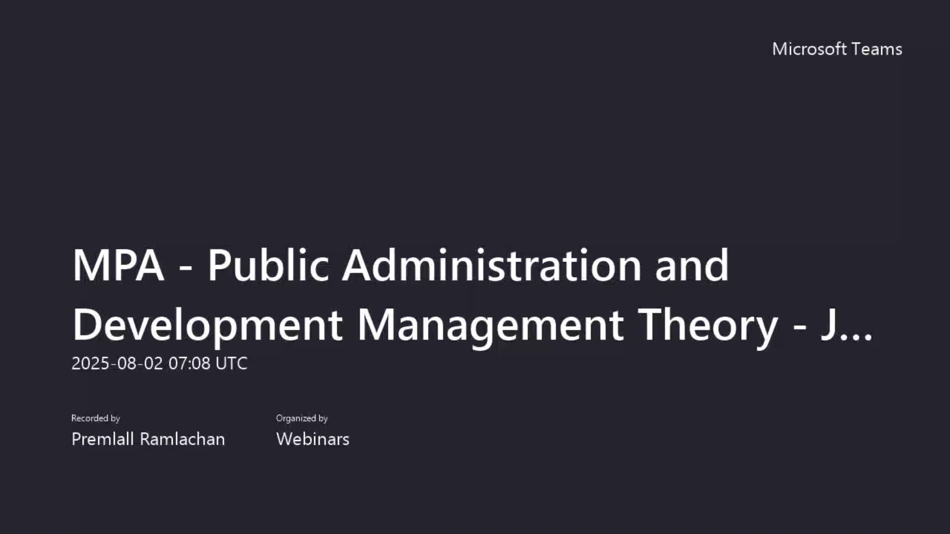 MPA - Public Administration and Development Management Theory - Jan25 ...