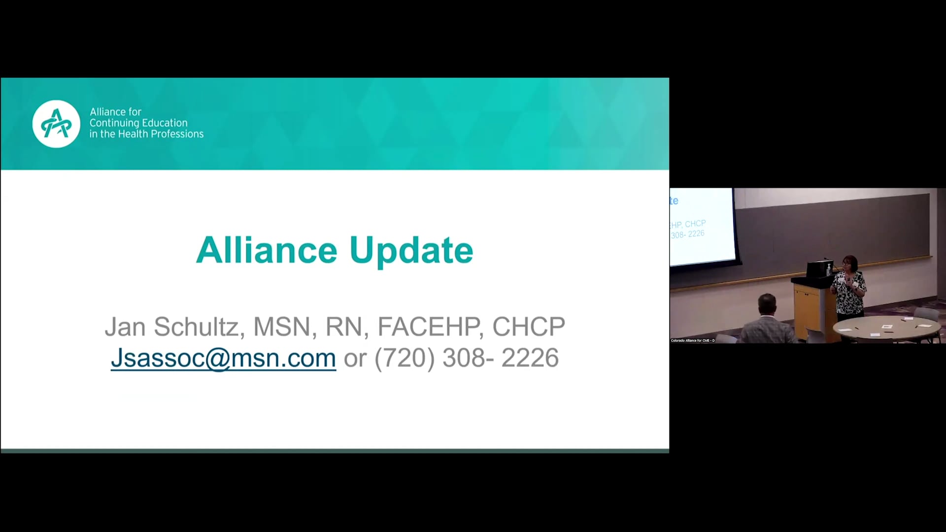 News & Updates- the Alliance, Jan Schultz, RN, MSN, FACEHP, CHCP-