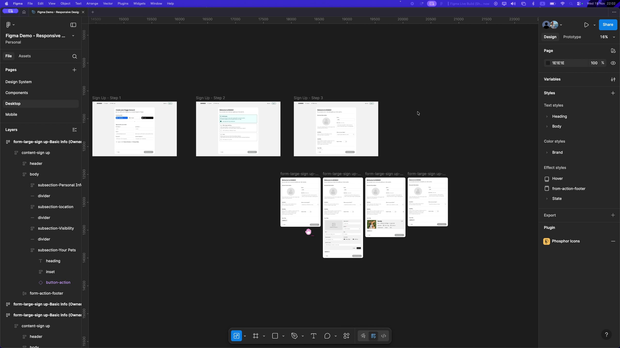 Figma Demo - Responsive Design -- Sign Up Flow: Desktop -> Mobile