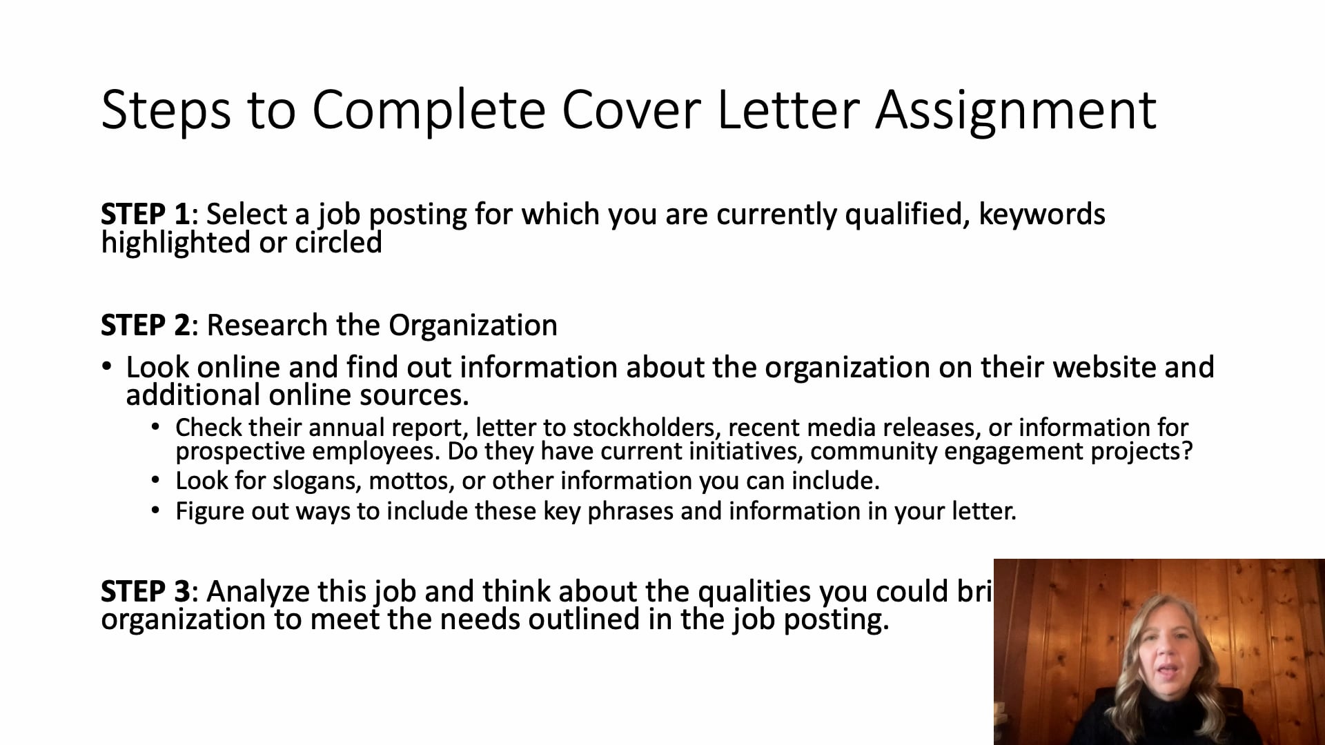 PPT Cover Letter Assignment