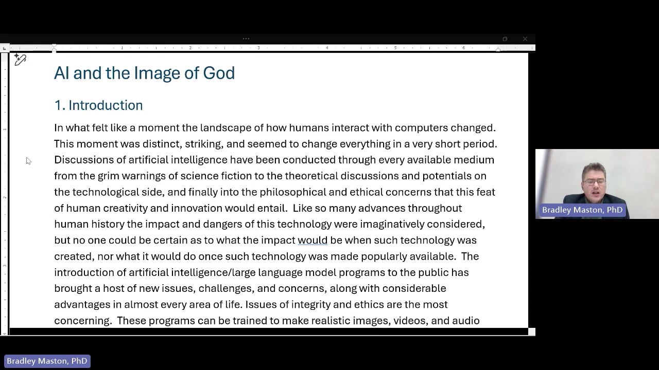EDUC7707 – AI and the Image of God – Dr. Brad Maston