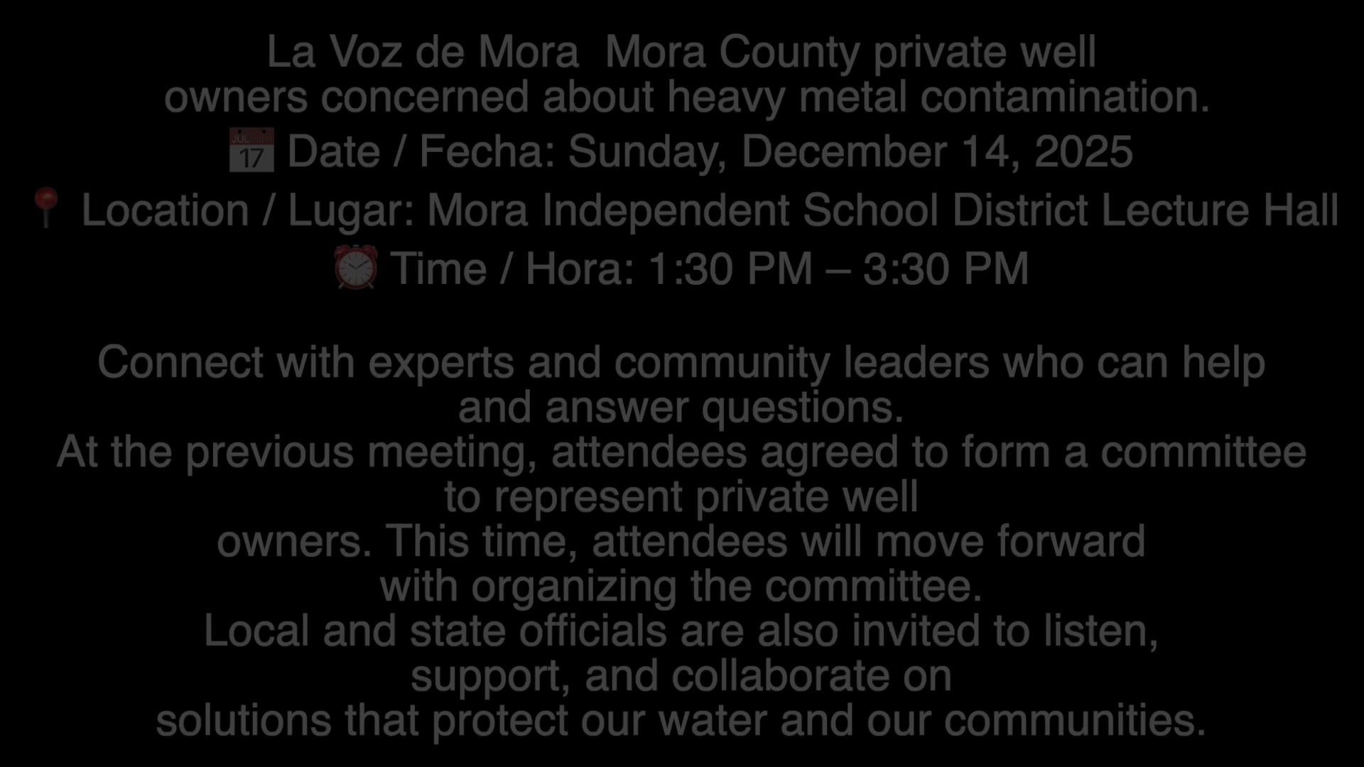 La Voz de Mora Heavy Metals meeting. Mora NM December 14, 2025 Gilbert ...