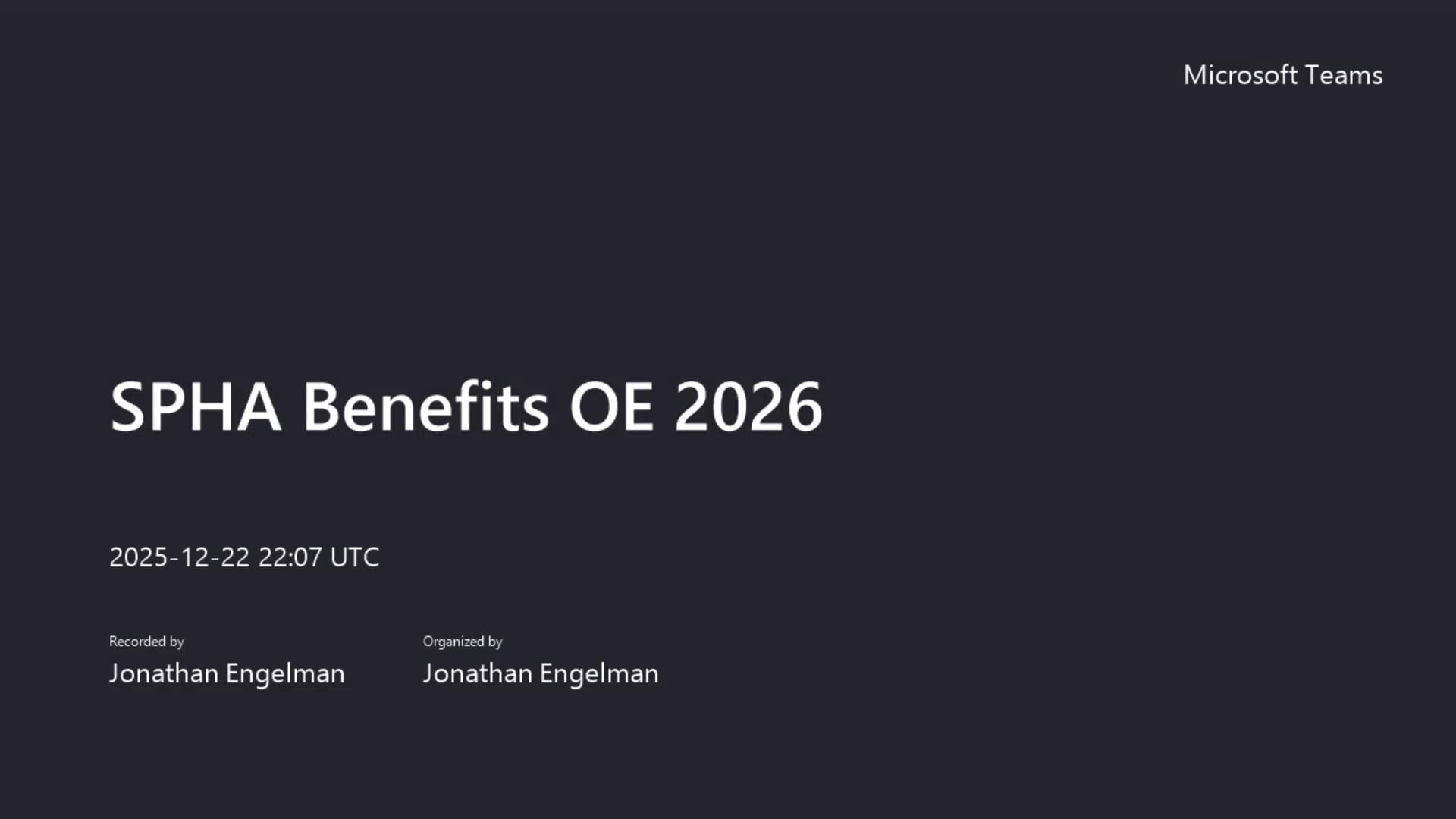 SPHA Benefits OE 2026 Meeting Recording
