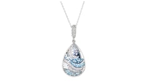 Mother-of-Pearl and .30 ct. t.w. CZ Moon, Star and Waves Pendant ...