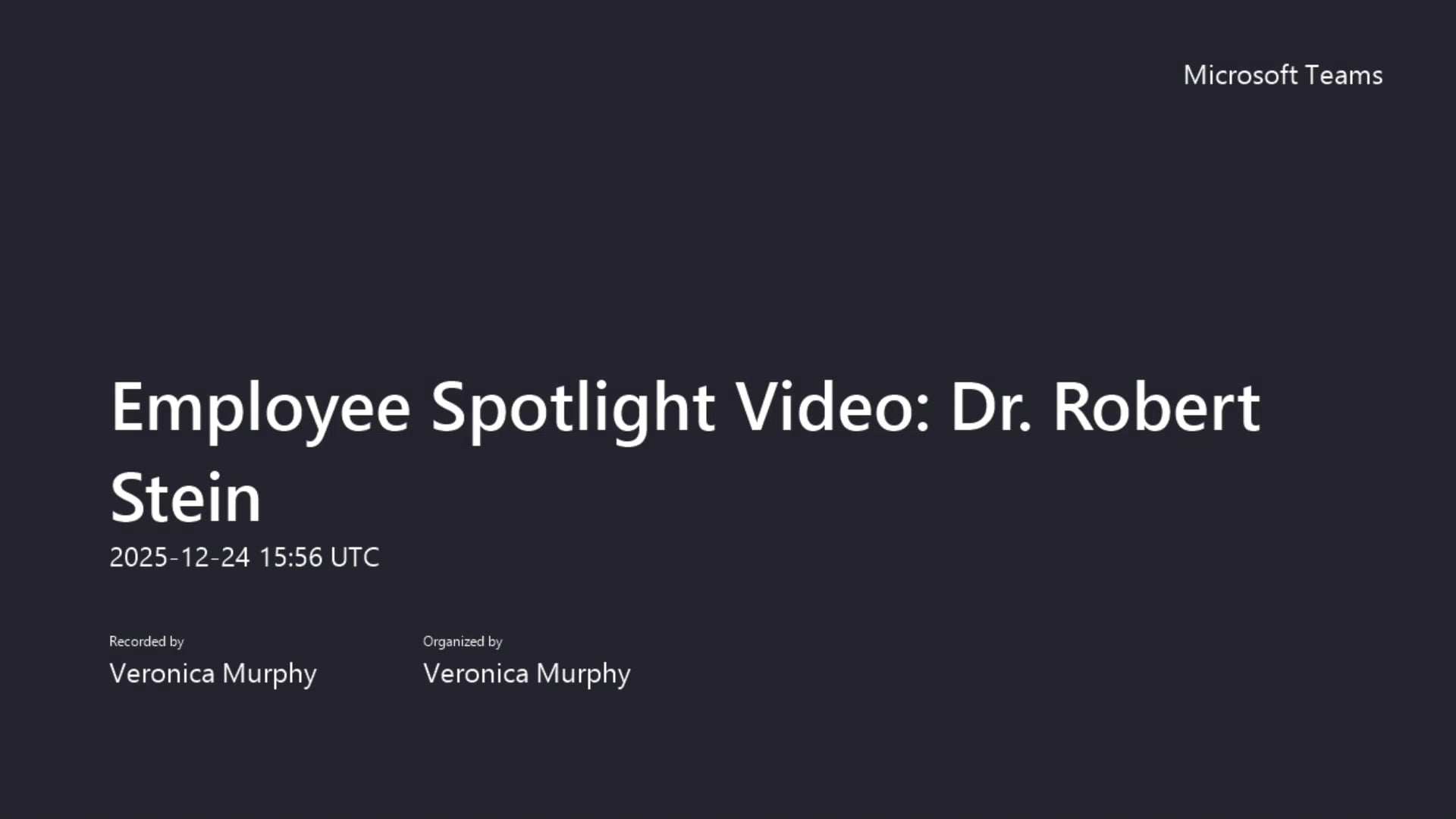 Employee Spotlight Video: Dr. Robert Stein