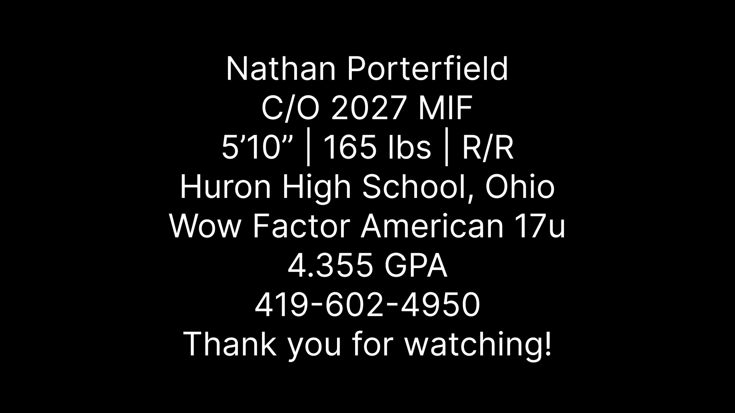 Nathan Porterfield Recruiting Video