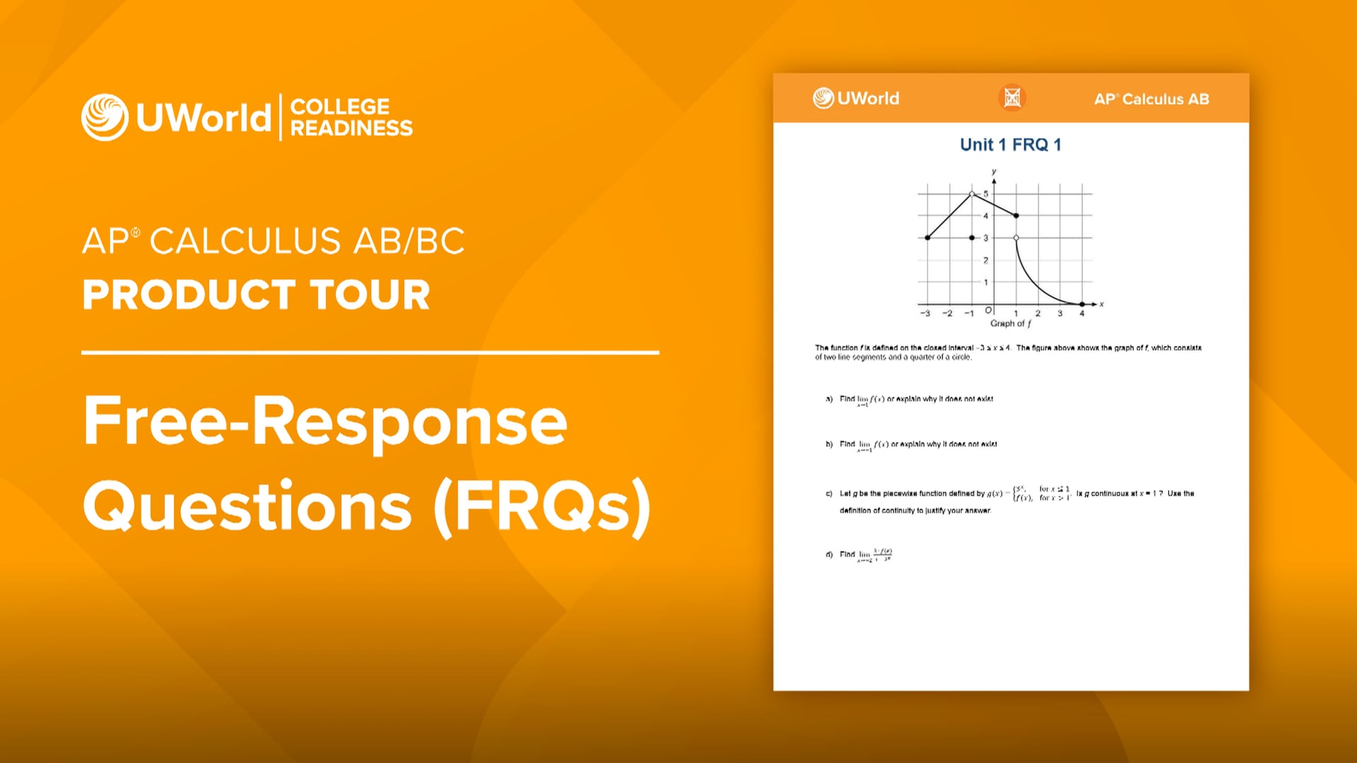 UWorld’s Course for AP® Calculus Product Tour: Free-Response Questions ...