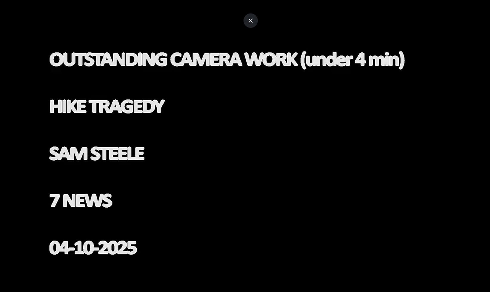 SAM STEELE - 7NEWS: OUTSTANDING CAMERA WORK – HIKE TRAGEDY | 04 October ...