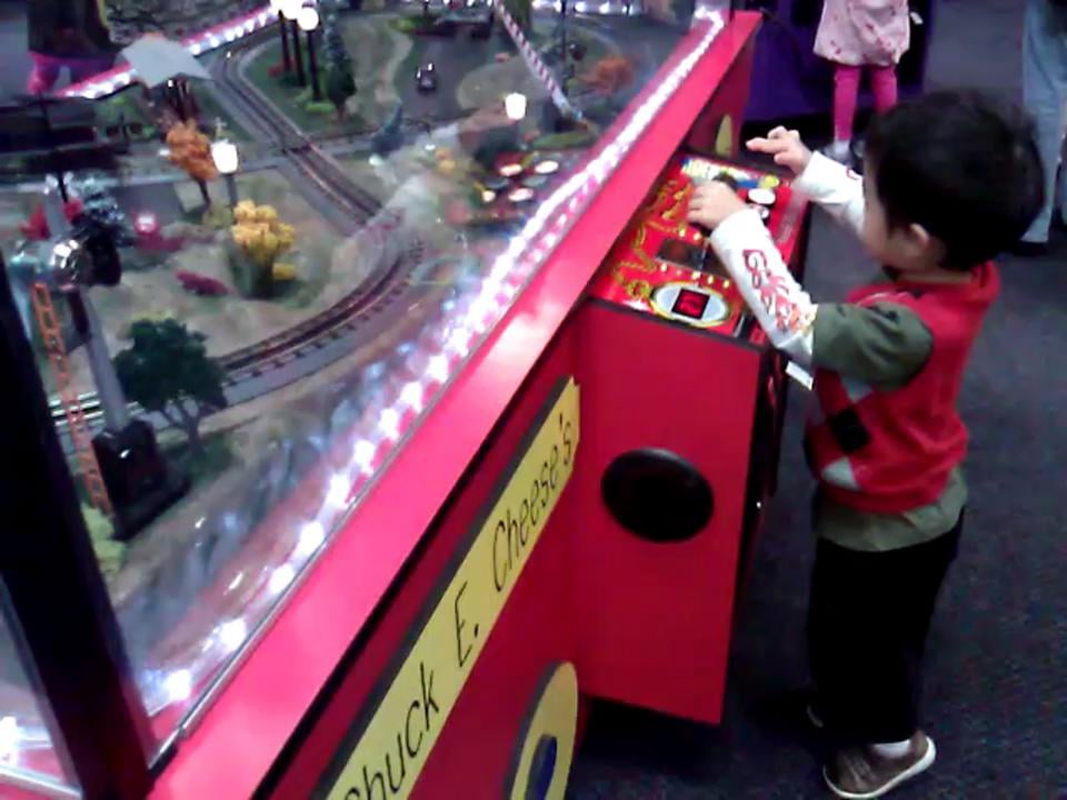 playing with trains at chuck e cheese on birthday on Vimeo