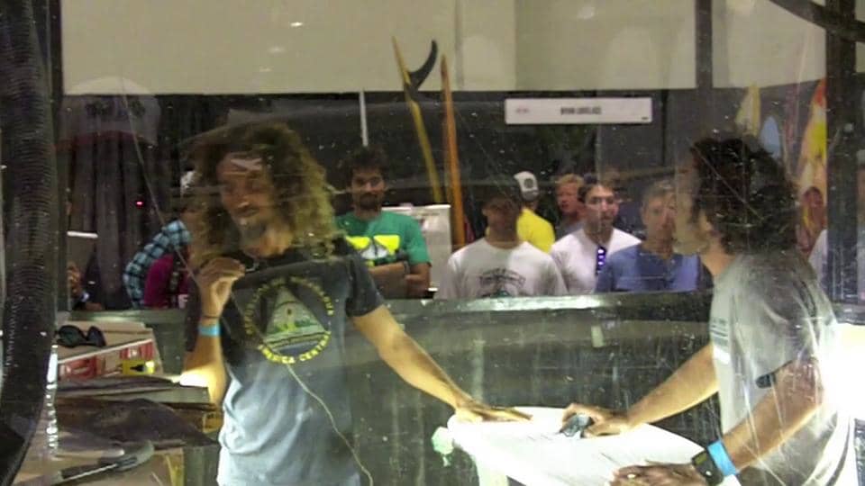 Rob Machado "shapes" a Channel Islands "Motor Boat" surfboard and ...