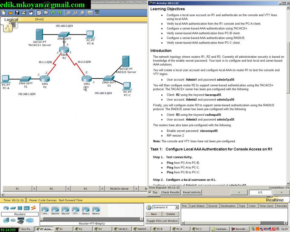 A Packet Tracer Activity Configure Aaa Authentication On Cisco Routers