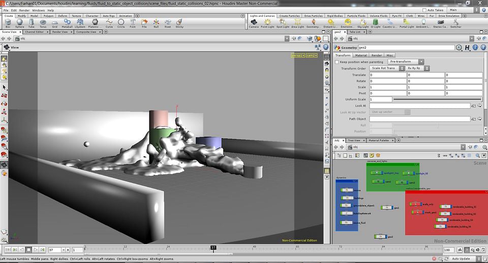 Houdini Flip Fluid colliding with static objects on Vimeo