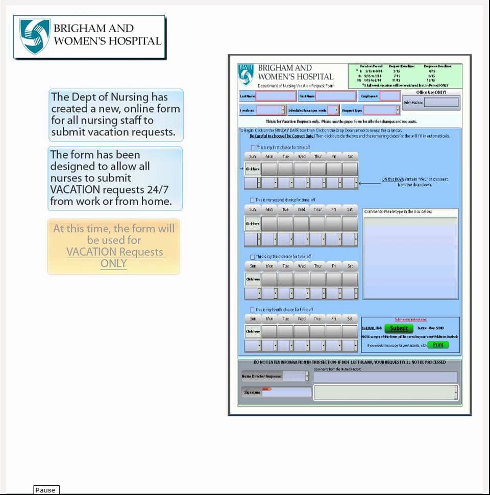 BWH Nursing Vacation Request Form Instructions on Vimeo