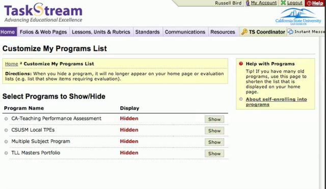 Taskstream sign up for CSUSM on Vimeo