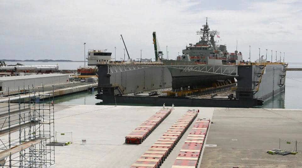 AMC Floating Dock Lifting a ANZAC Frigate on Vimeo