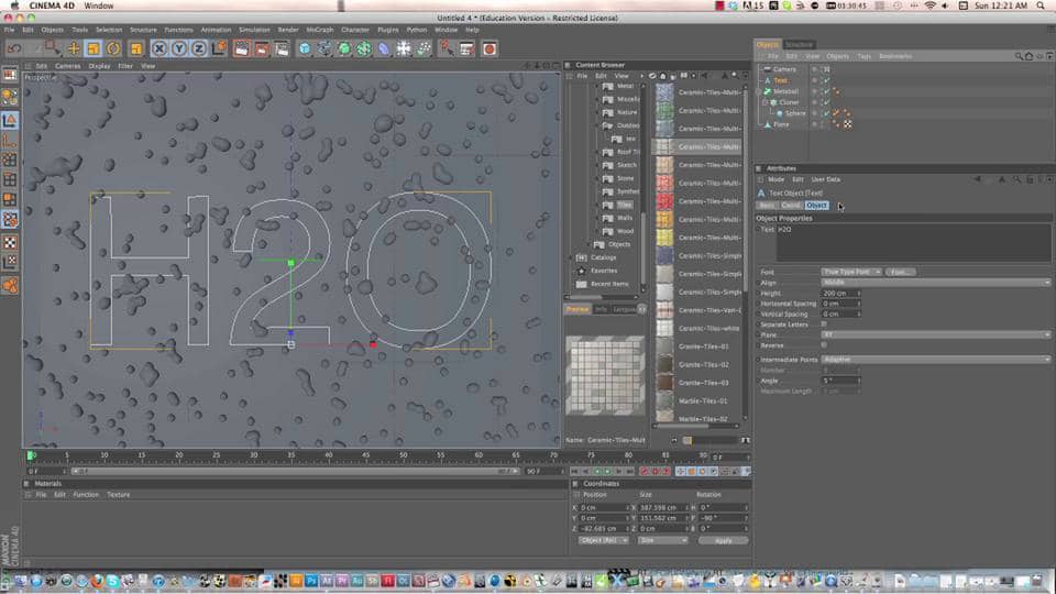 Cinema 4D Tutorial: Drops of water converge to text on Vimeo