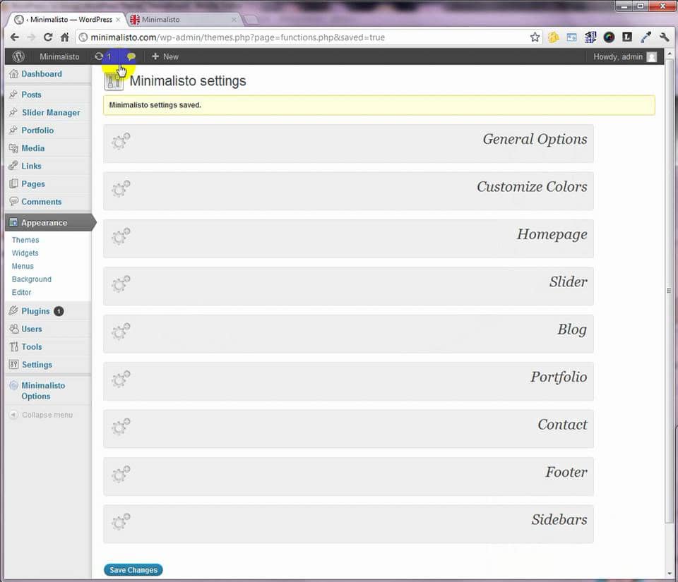 Minimalisto Premium WordPress Theme - Working in control panel on Vimeo
