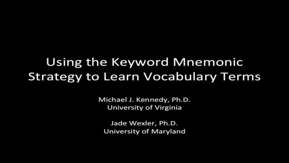 Sample CAP on the Keyword Mnemonic Strategy on Vimeo