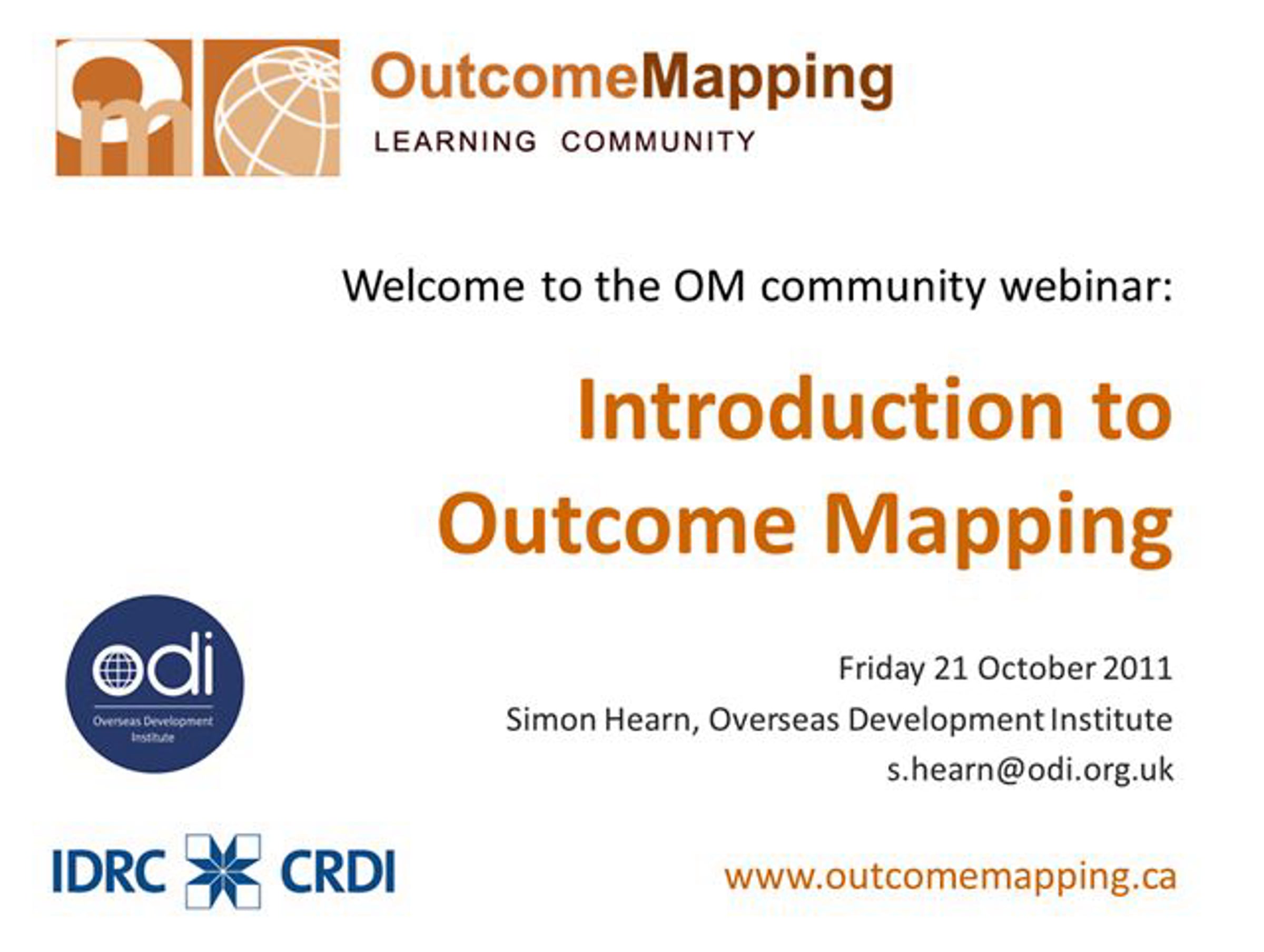OM Webinar: Introduction to Outcome Mapping