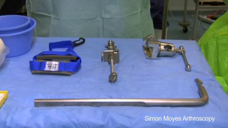 Simon Moyes Ankle Arthroscopy Guhl Distractor set up