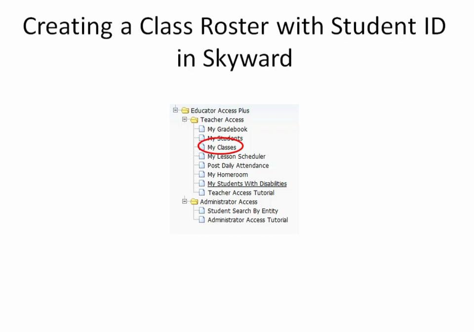 Creating a Class Roster with Student ID in Skyward on Vimeo