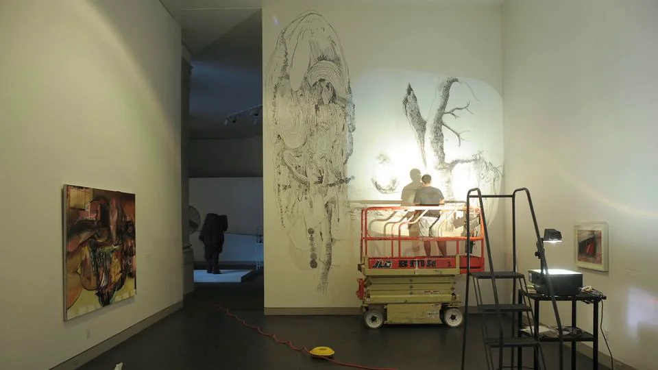 Santi Moix Wall Drawing "I don't take no stock in mathematics, anyway ...