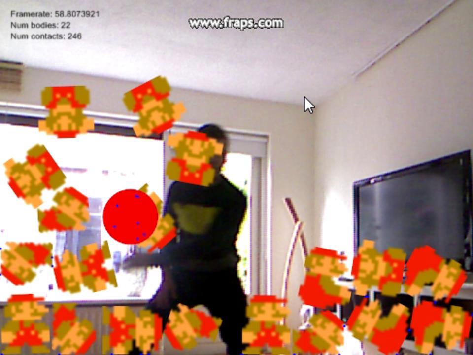 Box2D + Kinect + Cinder + Skeleton Tracking + Supermario on Vimeo