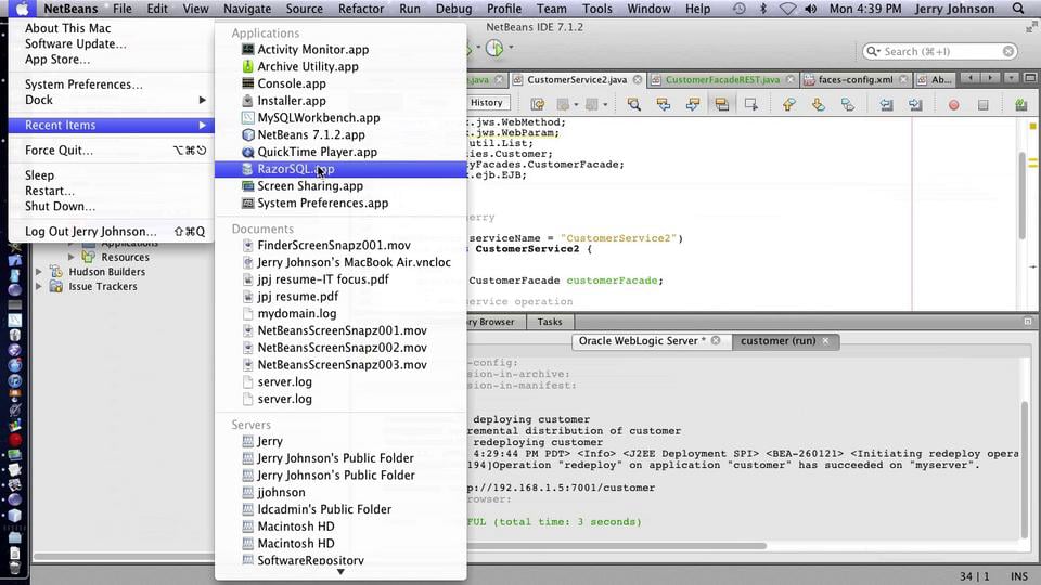 Oracle NetBeans 7.1.2 + WebLogic 12c on Vimeo