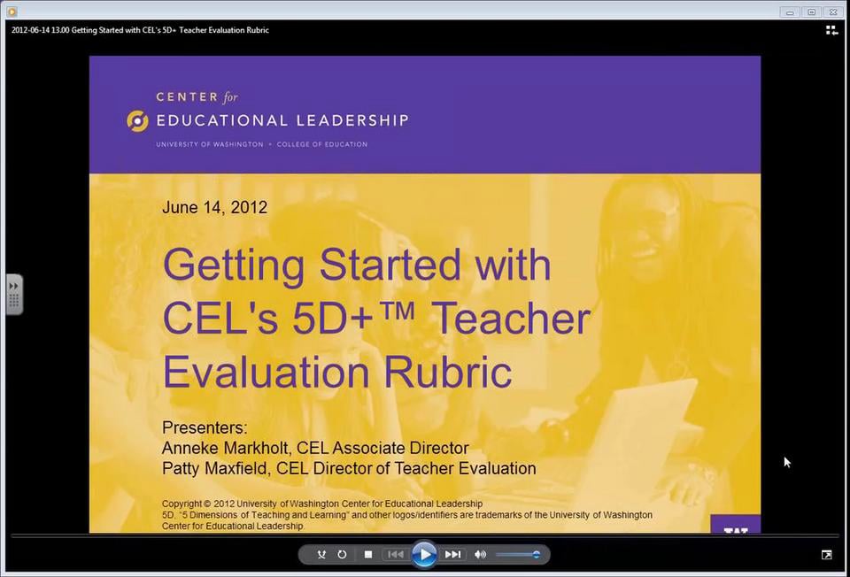 Getting Started with CEL's 5D+ Teacher Evaluation Rubric on Vimeo