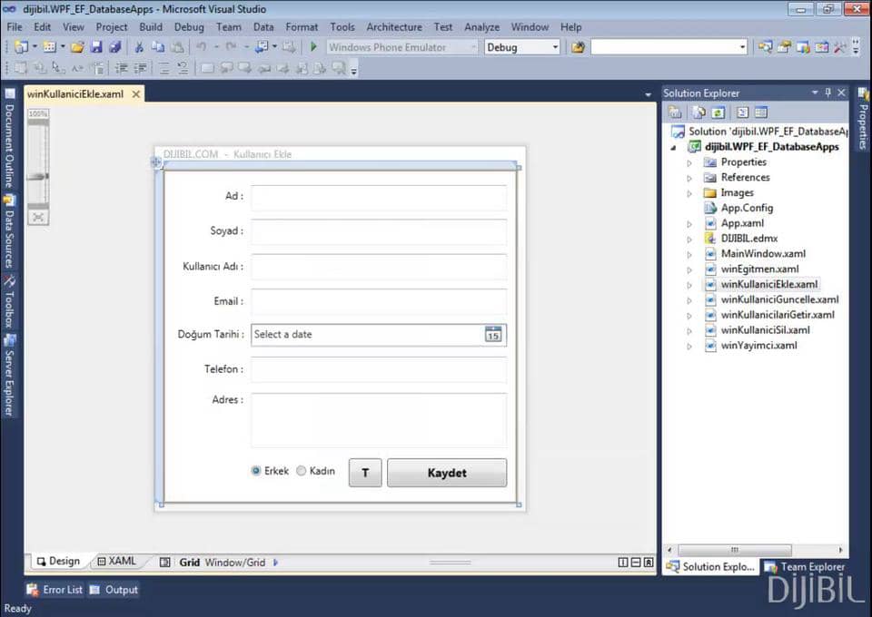 WPF ve Entity Framework Ücretsiz Eğitim Kursu - Kullanıcı Ekle on Vimeo