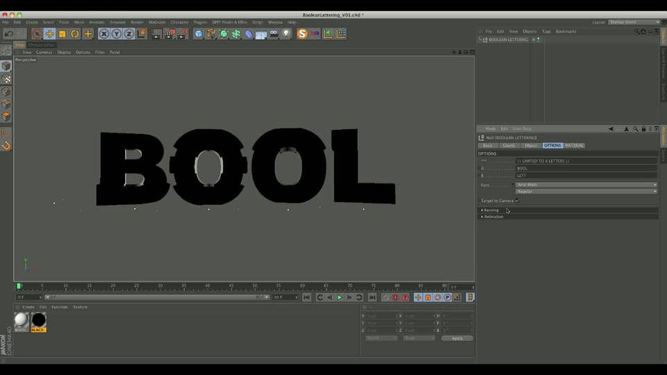 Boolean Lettering (c4d xpresso preset) on Vimeo