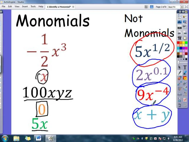 Identify a Monomial in Algebra 2 on Vimeo