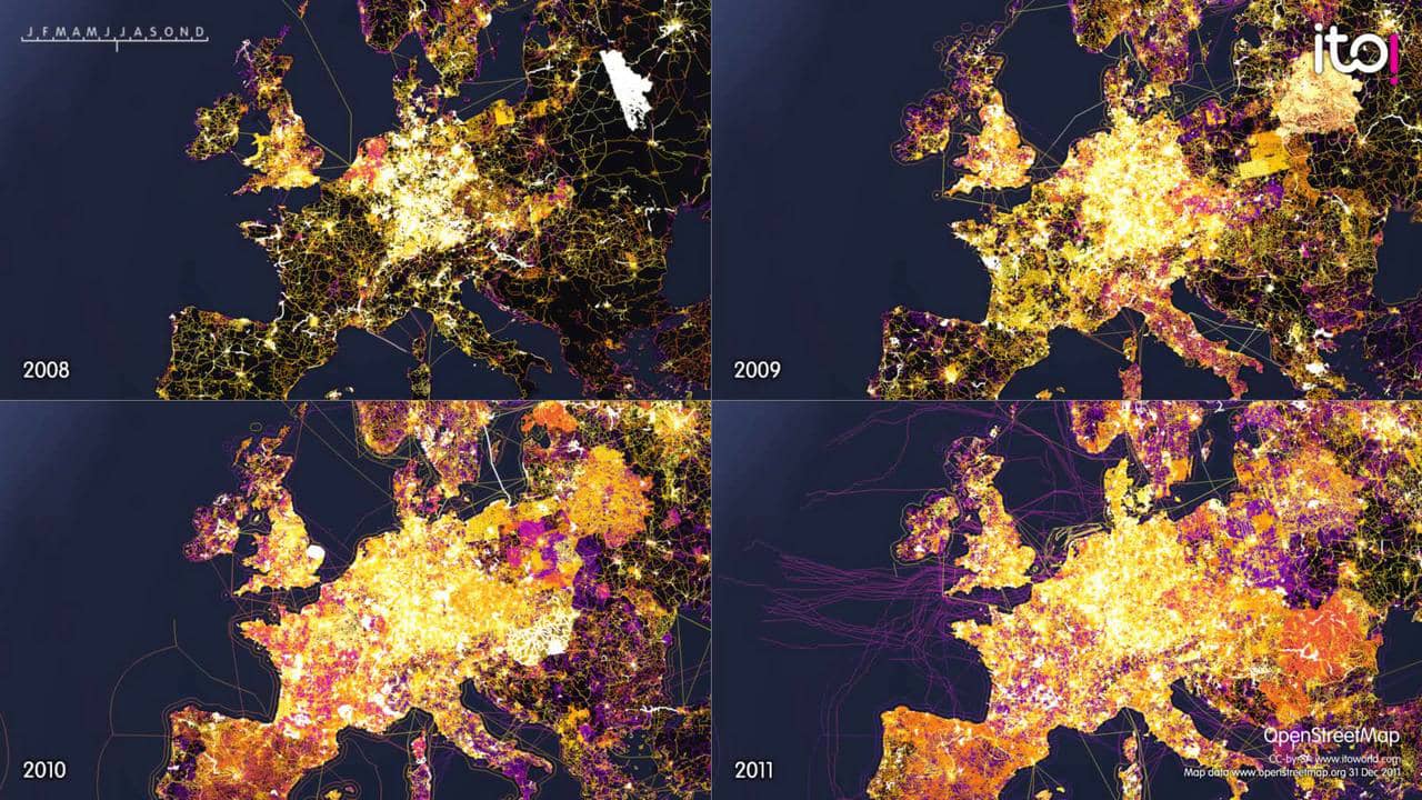 OSM 4UP: Four Years of Edits 2008-2011 on Vimeo
