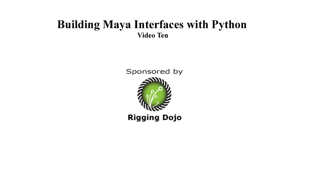 Building Maya Interfaces with Python: Video Ten on Vimeo