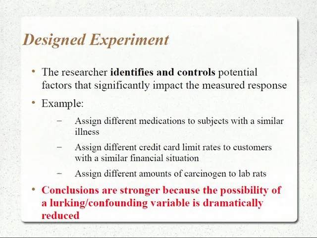 LISA Short Course: Designing Experiments and Collecting Useful Data: Part 02: Obs Study vs ...