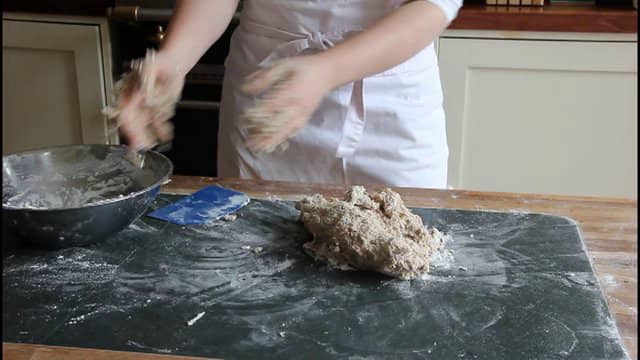Baking with scalded flour - close up of kneading on Vimeo