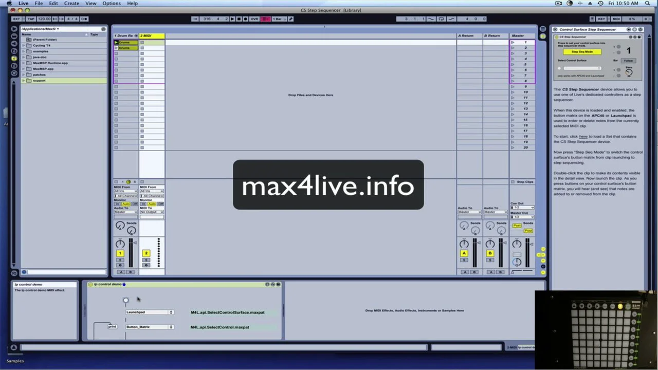 max4live.info tutorial: In Control: Launchpad Edition - Observing ...