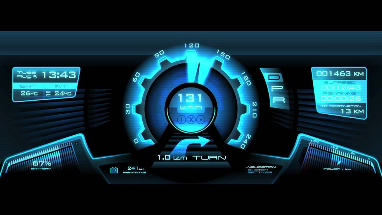 FUTURE DESIGN - Hi-Tech Car User Interface GUI / Dashboard Speedometer ...